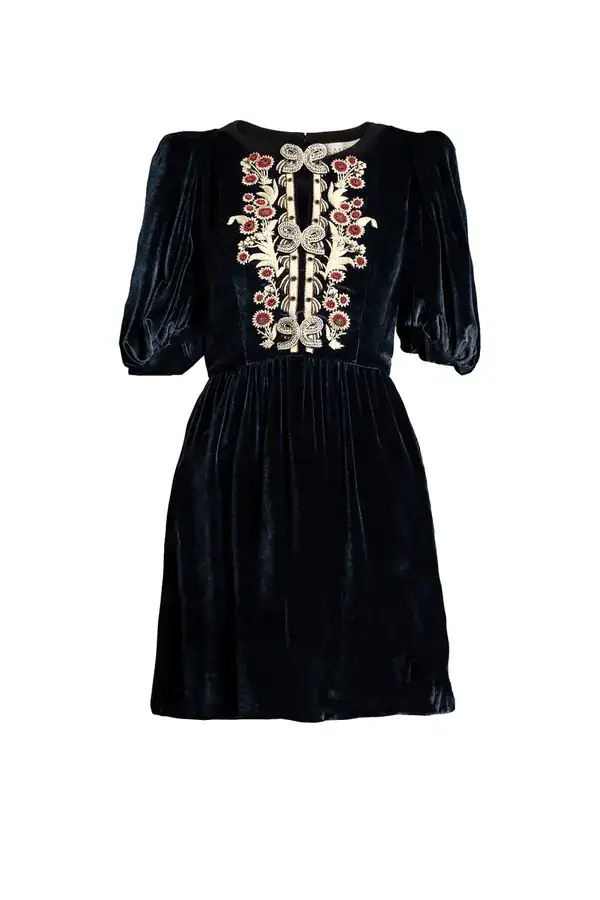 knee length dresses for ladies Saloni Camille Velvet Bows Dress main image 0