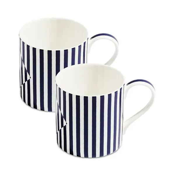 RICHARD BRENDON Superstripe Cobalt Blue Large Mug, Set Of 2