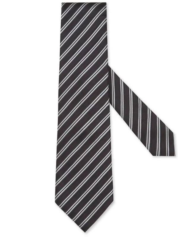 Zegna Striped Neck Tie - Black