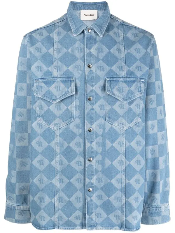 Nanushka Monogram-print Denim Shirt