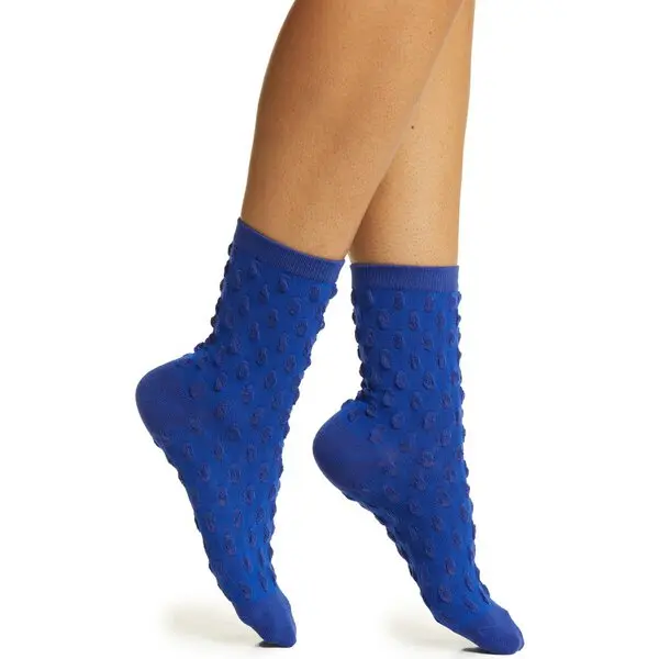 HIGH HEEL JUNGLE Dot Texture Crew Socks - Indigo