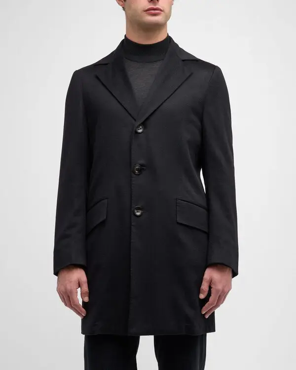 Kiton Cashmere 3-button Top Coat - Black | Editorialist