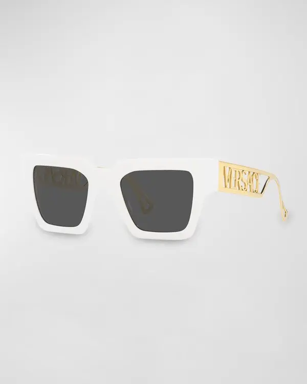 Buy Versace Oversized Logo Square Acetate Sunglasses - White At 51% Off ...