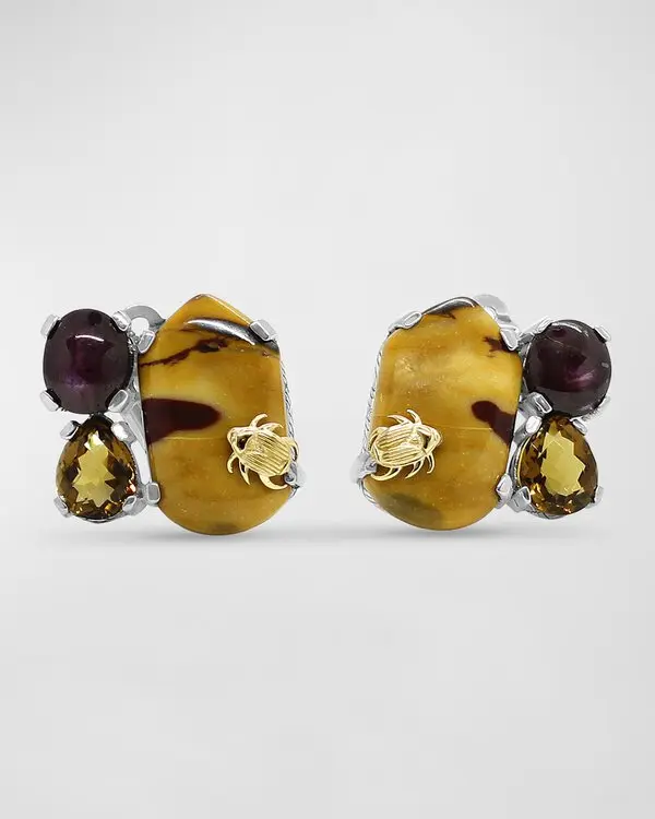 Stephen Dweck Jasper, Star Ruby And Quartz Clip-on Earrings