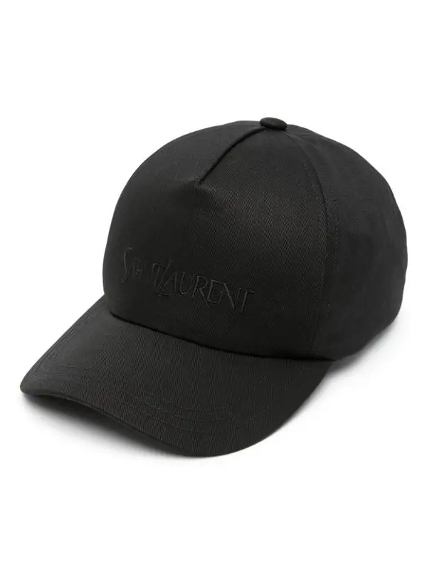 Saint Laurent Logo-embroidered Gabardine Cap - Black