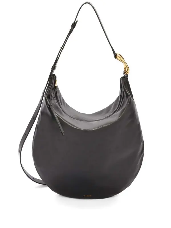 JIL SANDER Medium Moon Leather Shoulder Bag - Black