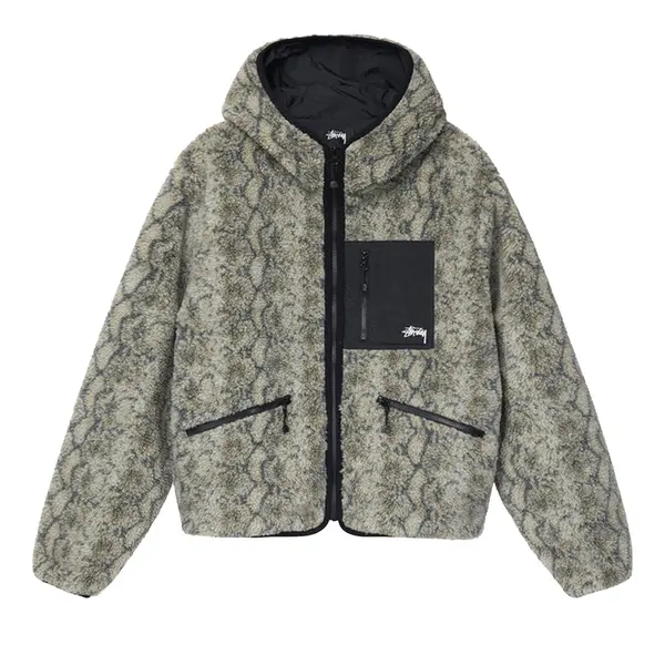 StÜssy Snake Jacquard Sherpa Jacket - Grey