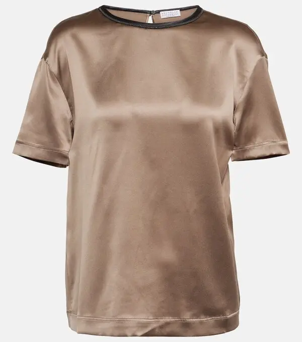 Brunello Cucinelli Silk-blend Satin Top