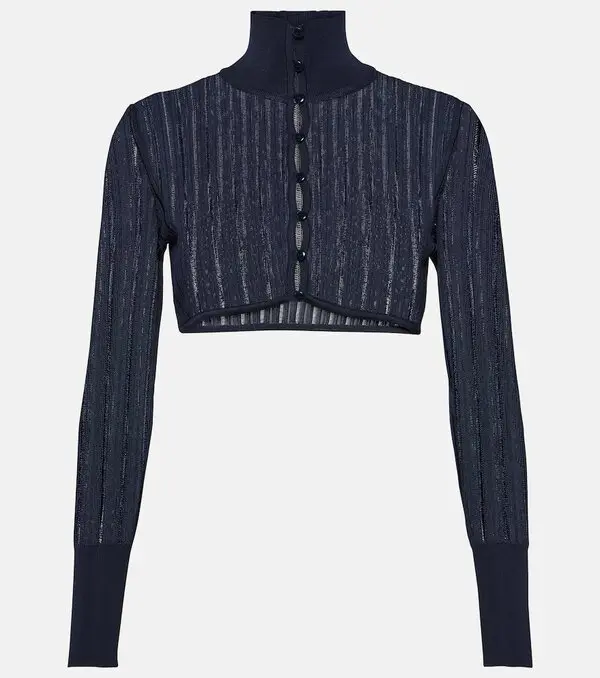 Alaïa Crinoline Cropped Cardigan - Blue