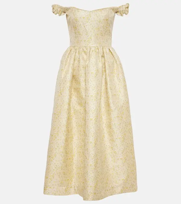MARKARIAN Off-shoulder Embroidered Midi Dress