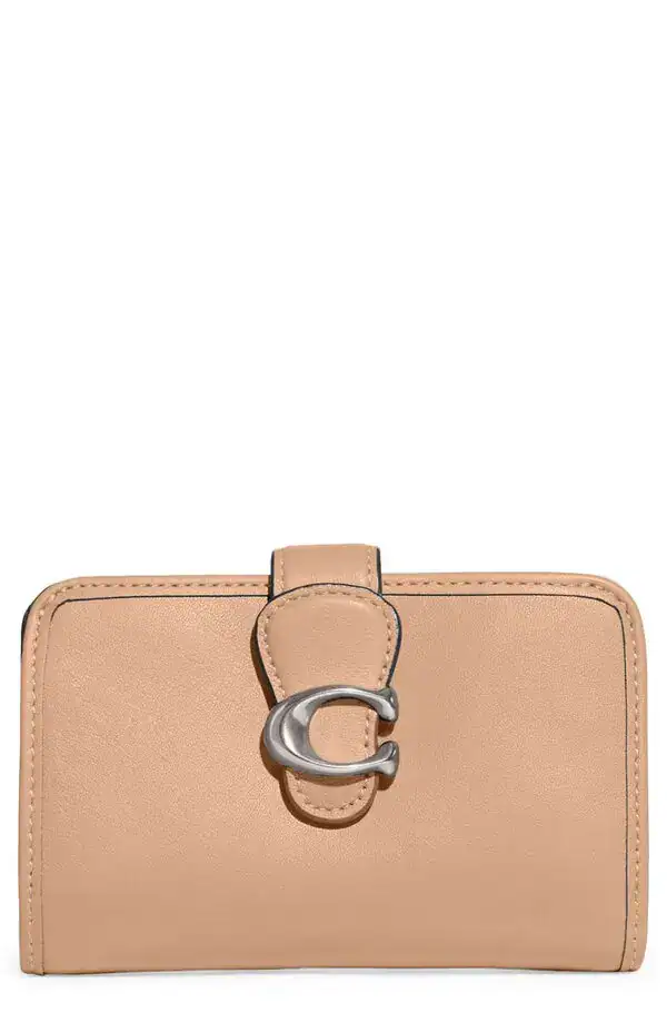 Coach Medium Tabby Smooth Leather Bifold Wallet - Buff | Editorialist