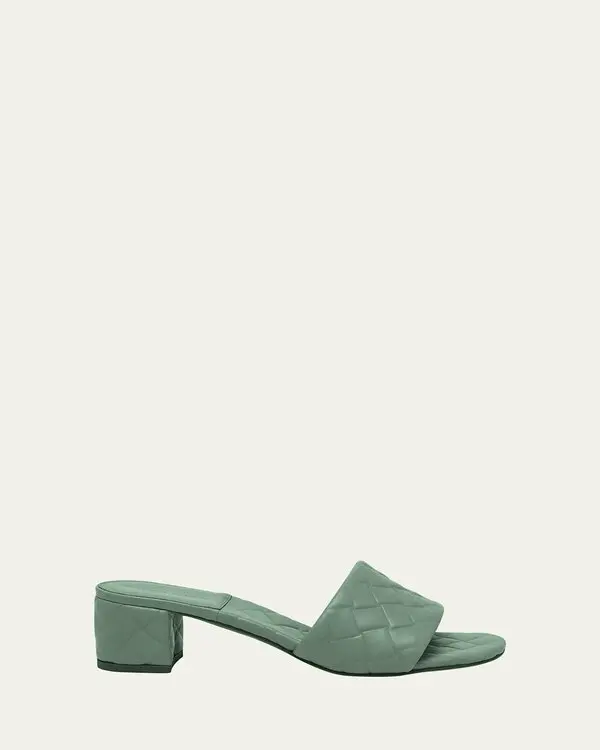 Bottega Veneta Quilted Leather Mule Sandals - Aloe