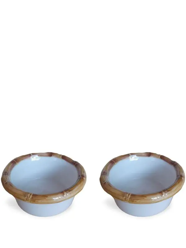 LES-OTTOMANS Bamboo Ceramic Starter Bowls - White
