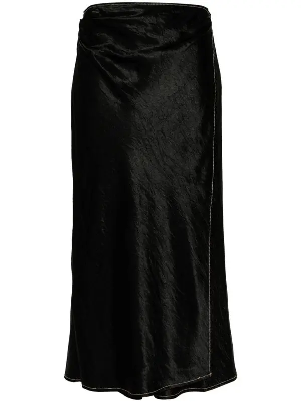 Acne Studios Satin Wrap Midi Skirt - Black