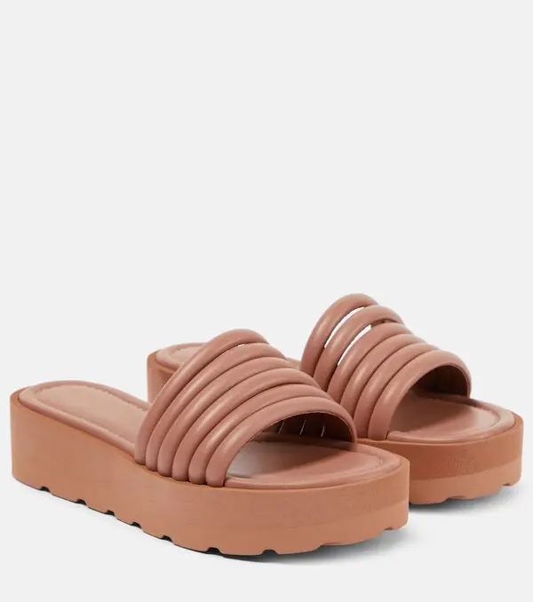 GIANVITO ROSSI Leather Platform Sandals - Brown