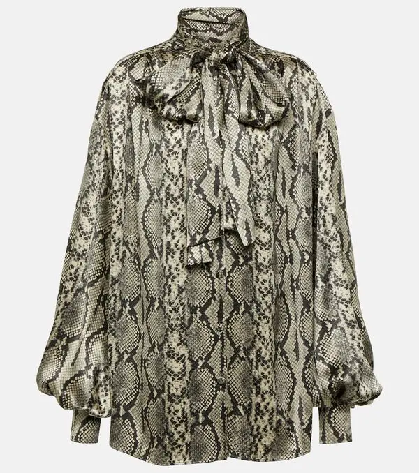 Balmain Snake-print Silk Blouse