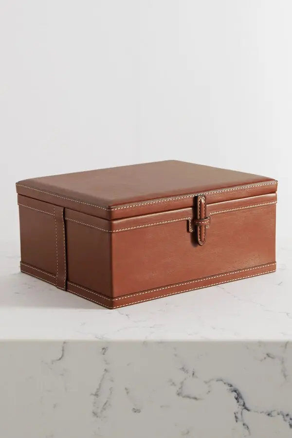 HUNTING SEASON Medium Leather Trunk Box - Brown
