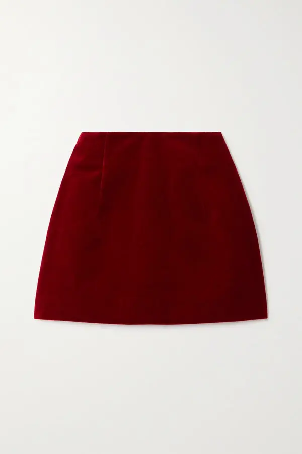 LIBEROWE Net Sustain Vera Cotton-velvet Mini Skirt - Red