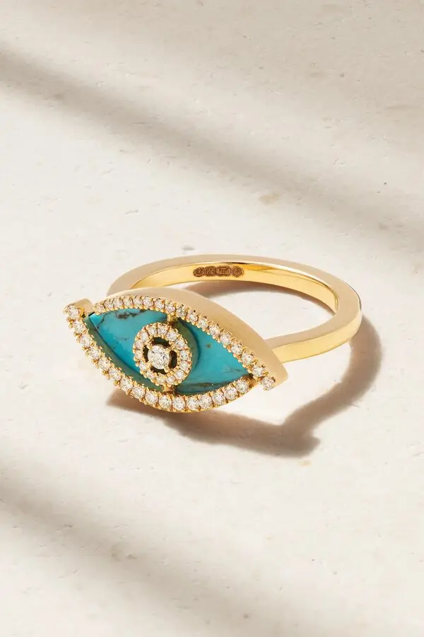 Messika Lucky Eye 18-karat Rose Turquoise Ring