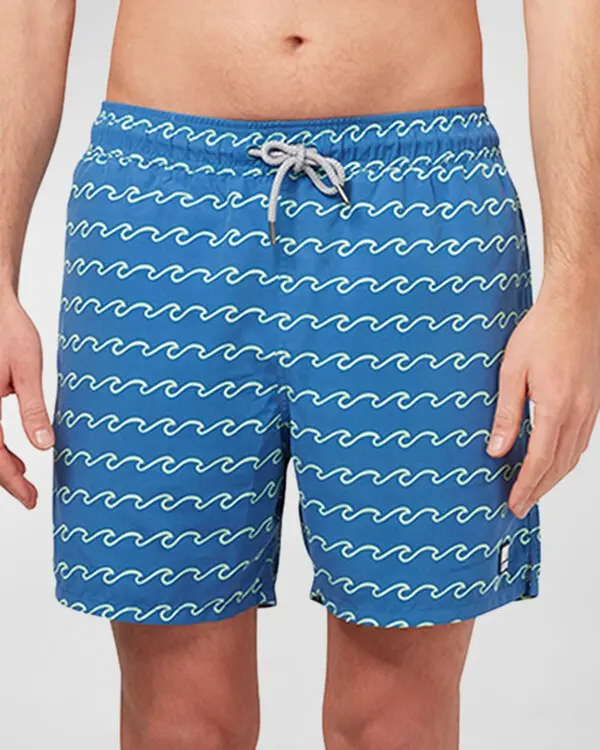 TOM & TEDDY Wave-print Swim Shorts - Seafoam