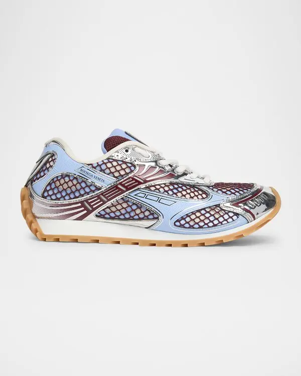 Bottega Veneta Orbit Metallic Net Runner Sneakers - Blue