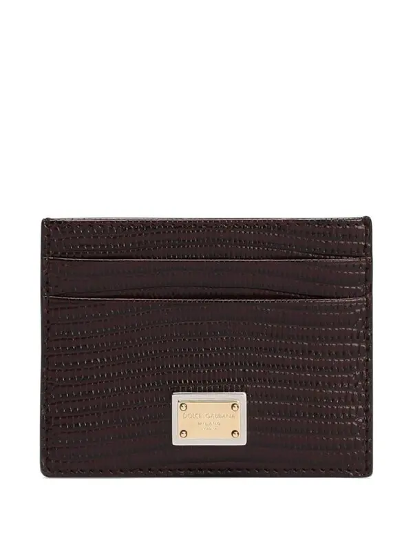Dolce & Gabbana Iguana Print Card Holder With Logo Plaque - Red