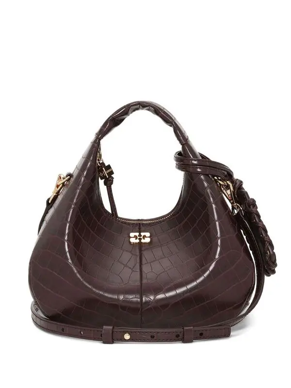 GANNI Croco Hobo Mini Bag - Brown