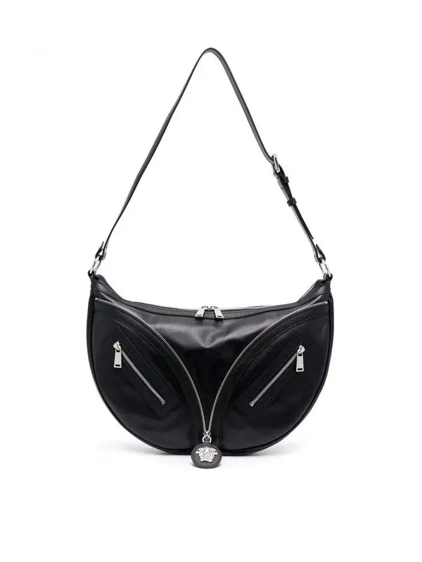 Versace Medium Hobo Calf Leather Bag - Black