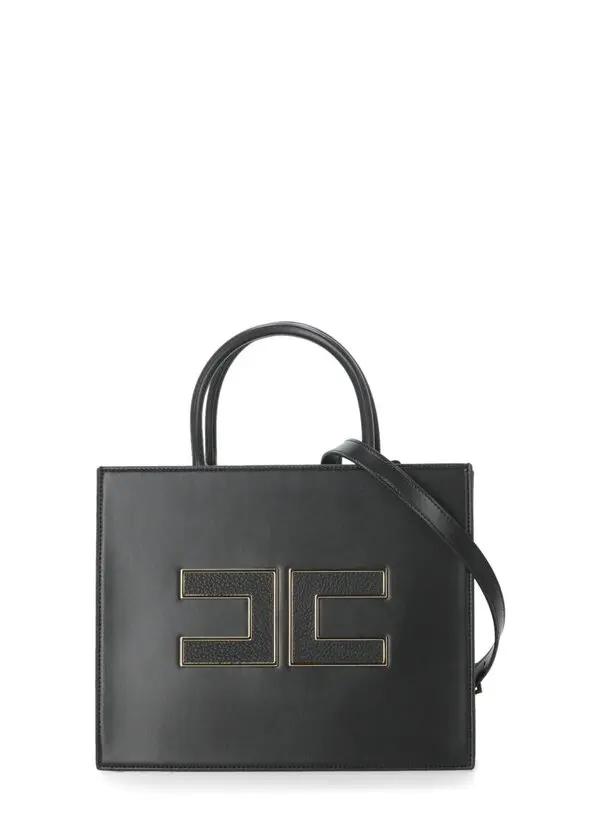 Elisabetta Franchi Shoulder Bag With Logo - Black