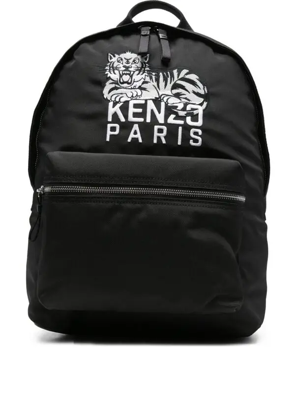 Kenzo Logo And Tiger Printed Backpack - Black