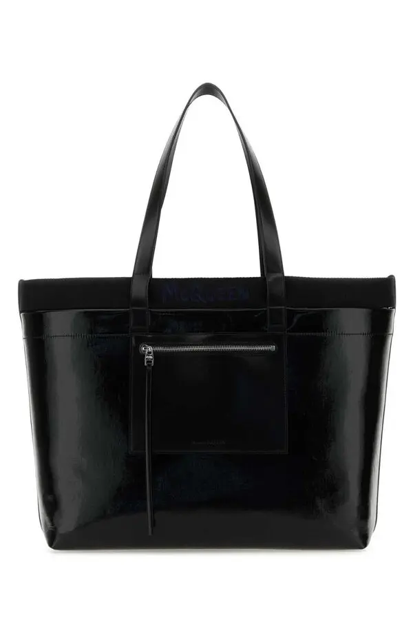 ショルダーバッグ ALEXANDER MCQUEEN Black Canvas Shopping Bag Alexander Mcqueen Canvas Shopper In Black - 40% Off