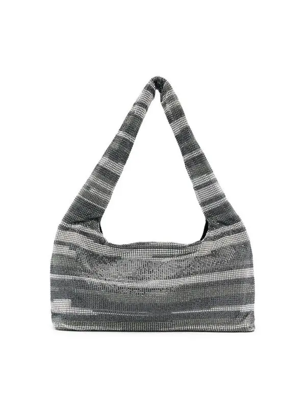 Kara Crystal Mesh Armpit Bag - Black