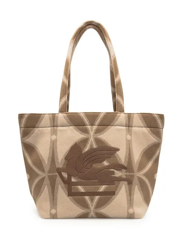 Etro Shopping Bag With Embroidered Logo - Beige