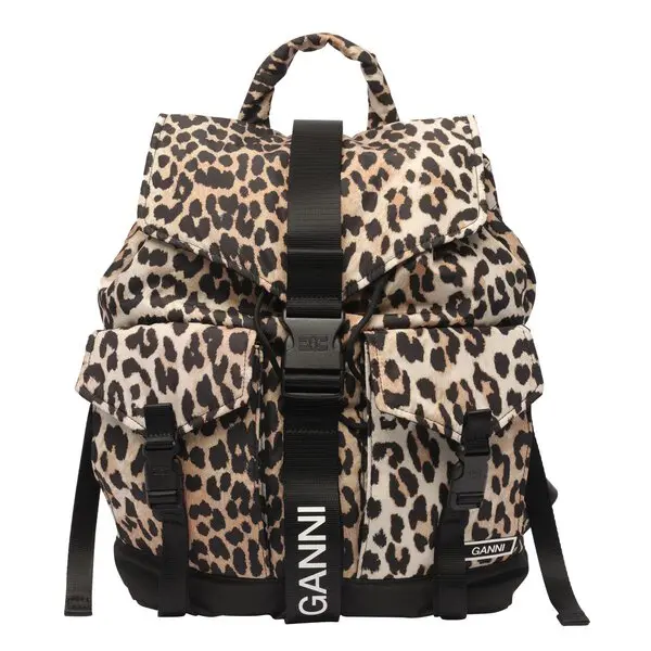 GANNI Leopard Tech Backpack - Brown