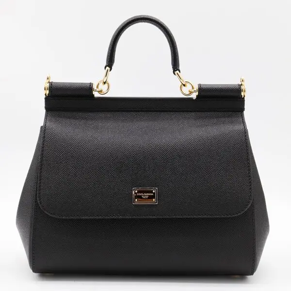 Dolce & Gabbana Leather Sicily Top Handle Bag - Black