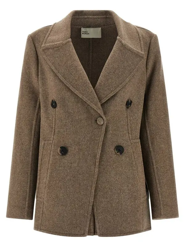 Tory Burch Wool Double-breasted Coat - Beige
