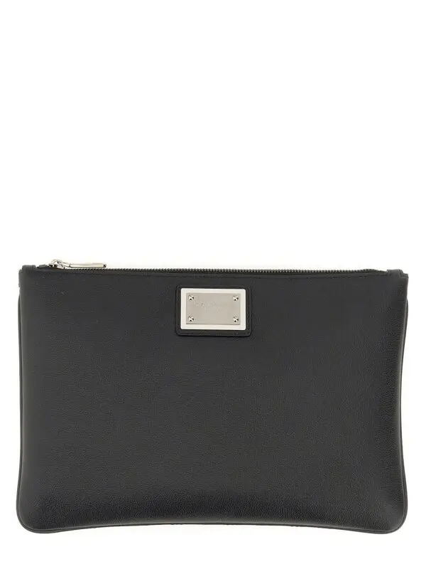 Dolce & Gabbana Clutch With Logo Plaque - Black
