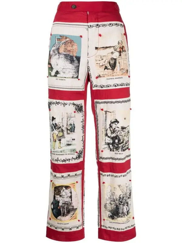 BODE Graphic-print High-waisted Trousers