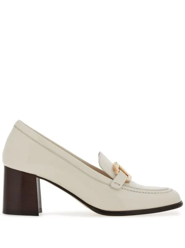 Ferragamo 60mm Gancini-Plaque Leather Pumps In White 52% Off