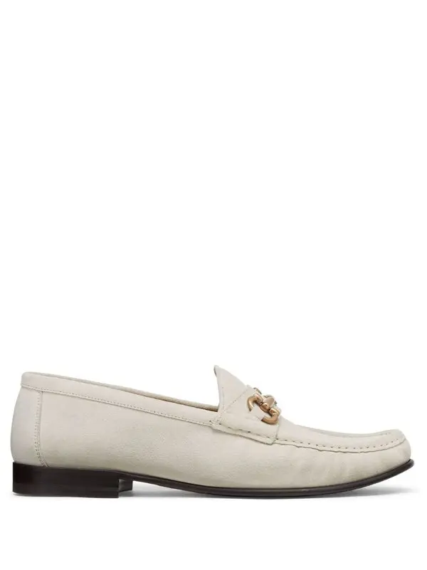 Brunello Cucinelli Decorative-buckle Leather Loafers - White