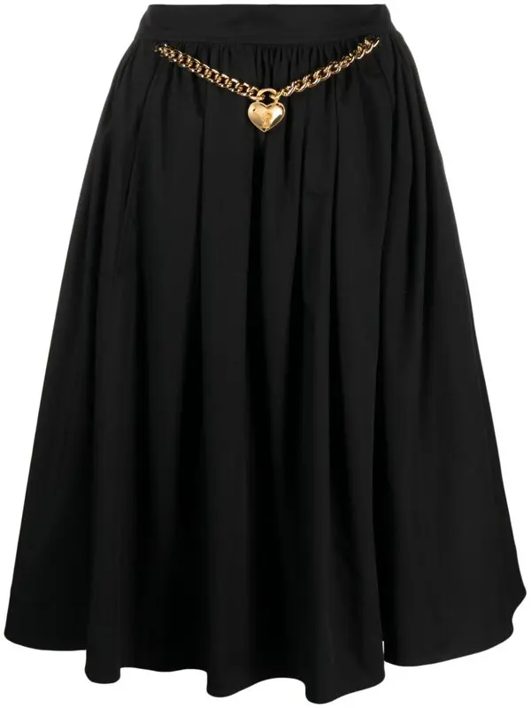 Moschino Heart-charm Ruched Midi Skirt - Black