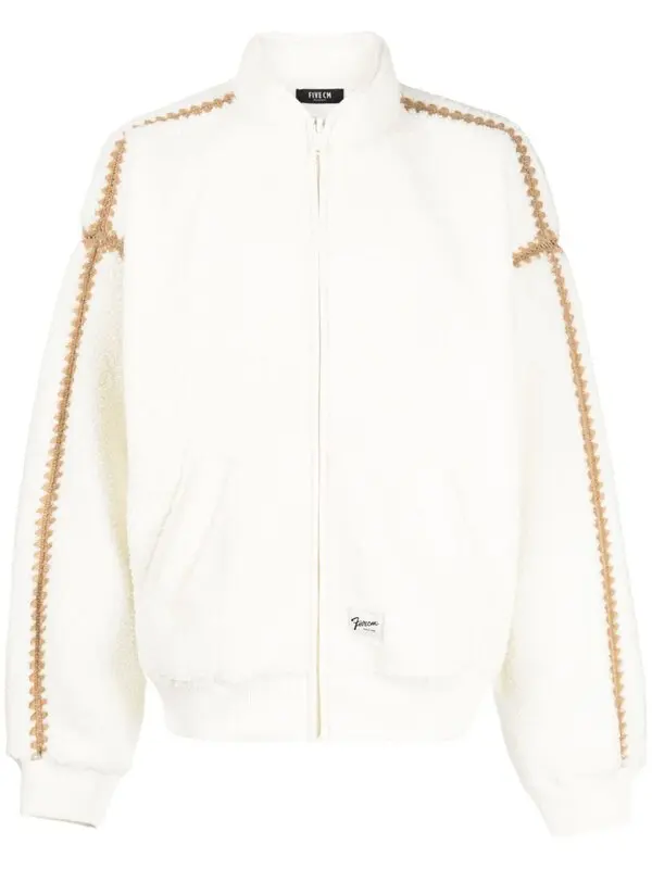 FIVE CM Contrasting-trim Faux-shearling Bomber Jacket