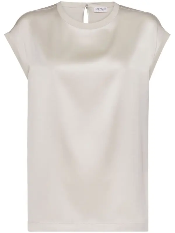 Brunello Cucinelli Cap-sleeve Blouse - White