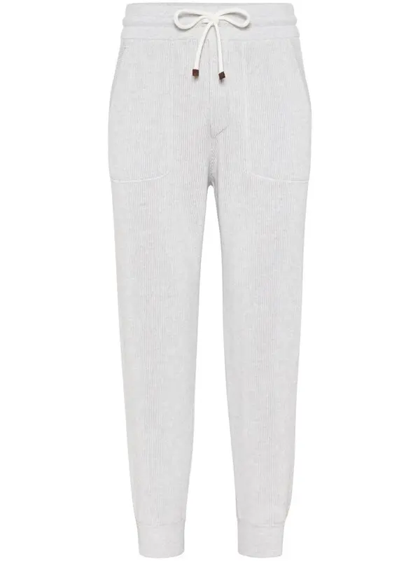 Brunello Cucinelli Jersey-texture Cotton Track Pants - White
