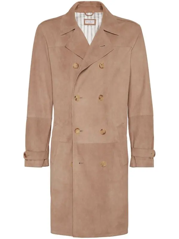 Brunello Cucinelli Notched-lapels Suede Coat