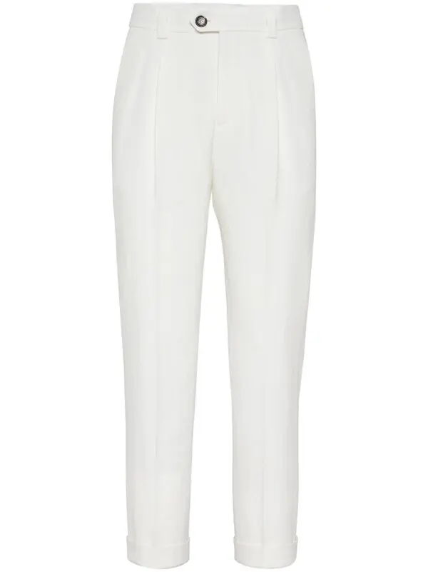 Brunello Cucinelli Pleat-detailing Tapered Trousers - White