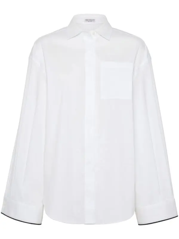 Brunello Cucinelli Contrast-border Poplin Shirt