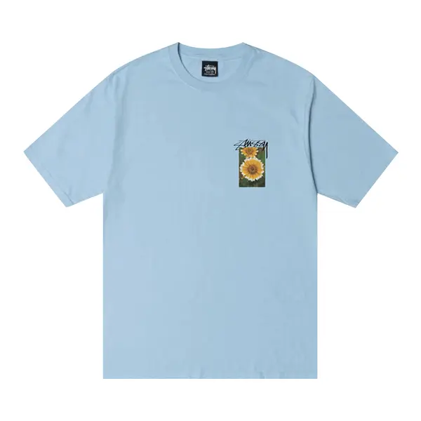 StÜssy Flower Grid Pigment Dyed Tee 'sky - Blue