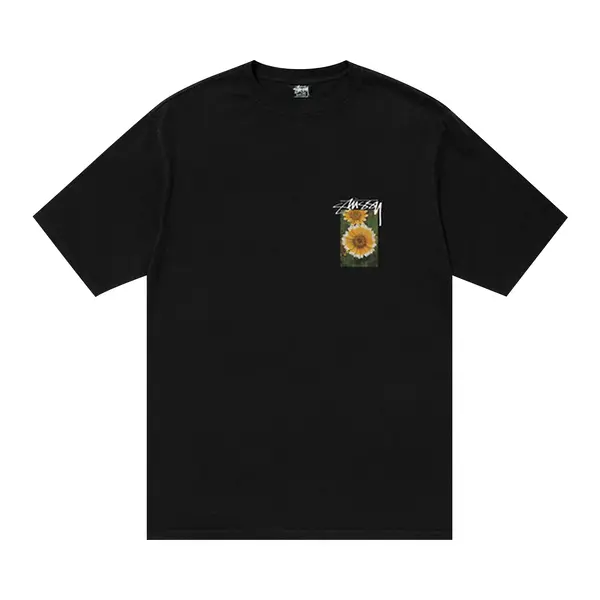 StÜssy Flower Grid Pigment Dyed Tee - Black