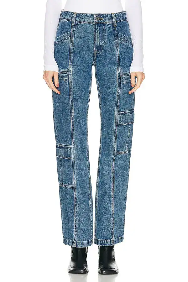Grlfrnd Naomi Low Rise Slim Cargo Jeans In Inwood Hill 65% Off